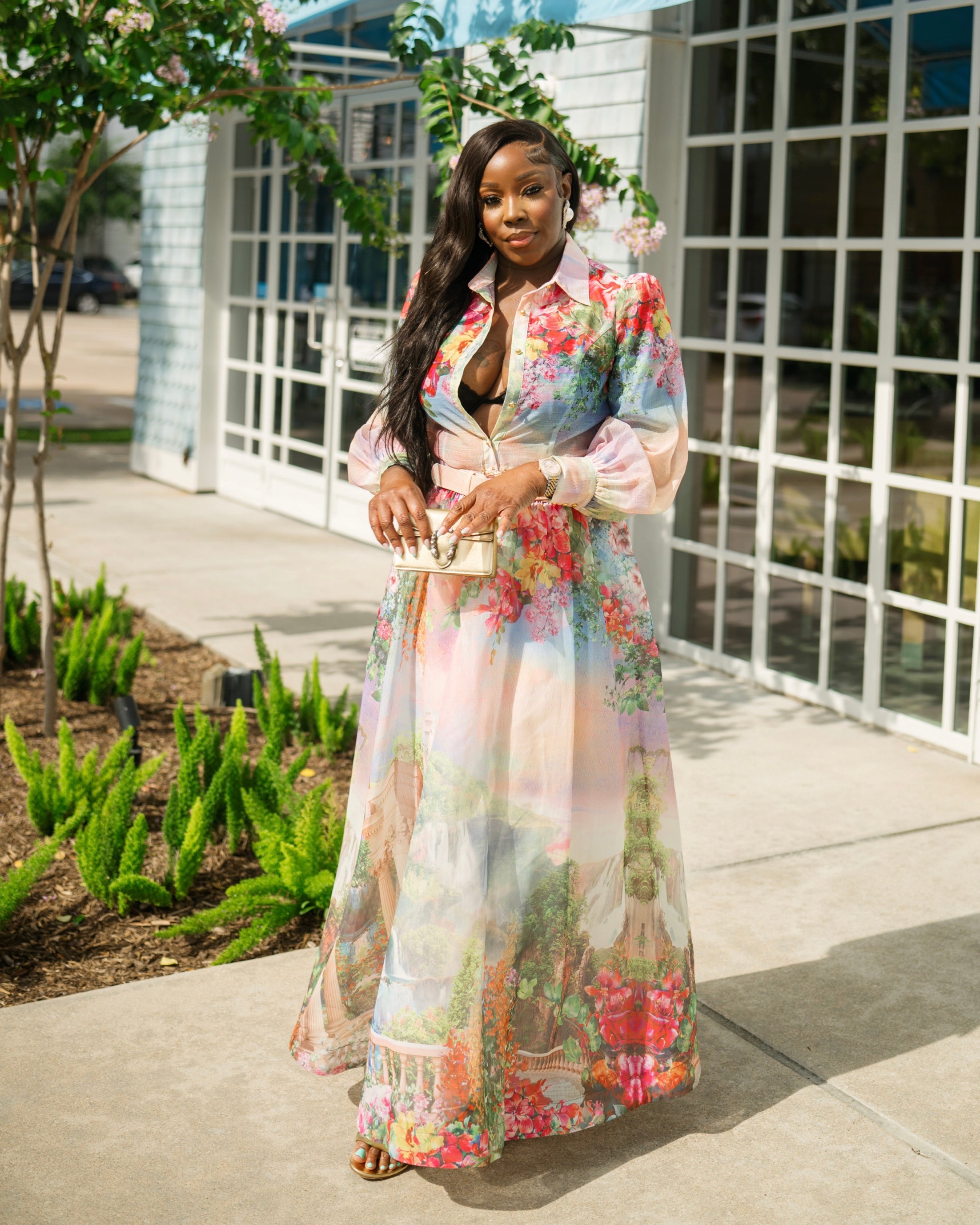 LOOK 889 FLORAL PRINT MAXI SKIRT SET – SOIGNEE BY SHANA COLE